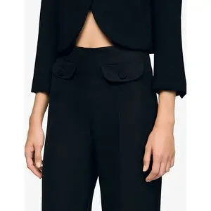 Sandro Pocketed Wide-leg Wool-blend Trousers