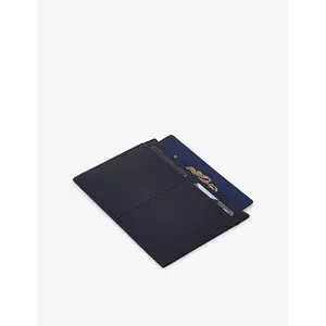 Smythson Panama Leather Passport Sleeve - Navy