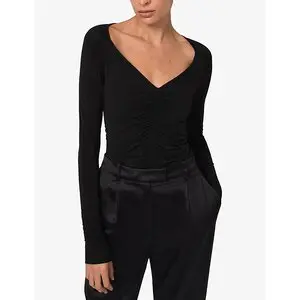 REISS V-neck Stretch-mesh Top
