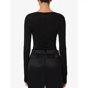 REISS V-neck Stretch-mesh Top
