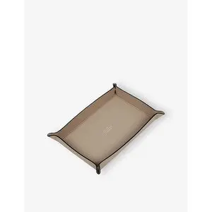 Smythson Panama Small Rectangular Leather Trinket Tray - Sandstone