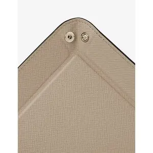 Smythson Panama Small Rectangular Leather Trinket Tray - Sandstone