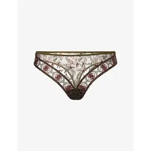 AUBADE Tanga Mid-rise Lace Thong - Dark Garden