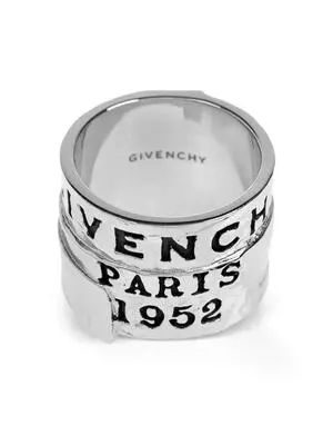 Givenchy Hammered Logo Ring - Silver