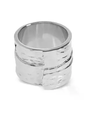 Givenchy Hammered Logo Ring - Silver