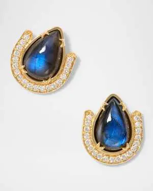 JAMIE TURNER Victoria Labradorite And Diamond Stud Earrings - Labradorite
