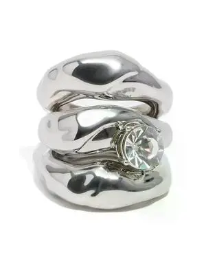 Bimba Y Lola Textured Triple Ring - Silver