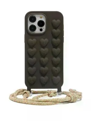 Bimba Y Lola Heart-embellished Iphone 14 Pro Max Phone Case - Brown