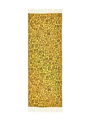 Bimba Y Lola Leopard-print Fringe Scarf - Yellow