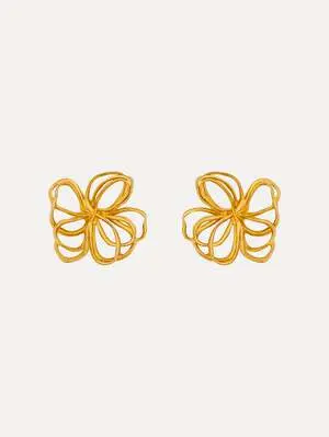 Oscar De La Renta Threaded Flower Earrings - Gold