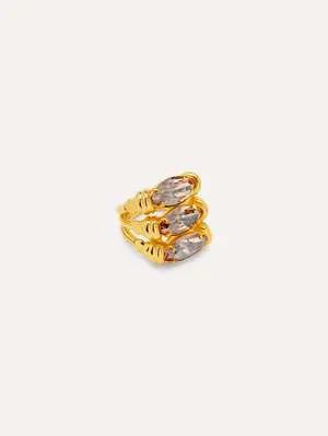 Oscar De La Renta Triple Navette Stone Ring - Gold