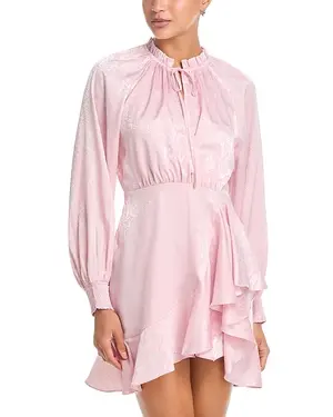Aqua Ruffled Faux Wrap Dress - Blush