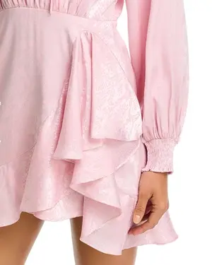Aqua Ruffled Faux Wrap Dress