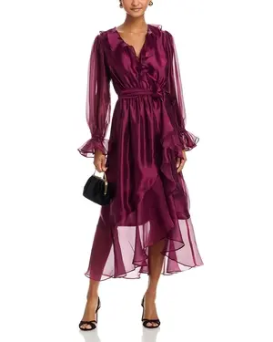 Aqua Ruffled Chiffon Dress