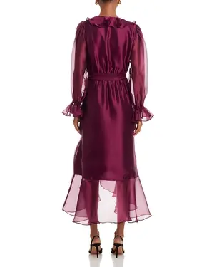 Aqua Ruffled Chiffon Dress