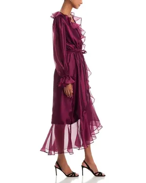Aqua Ruffled Chiffon Dress