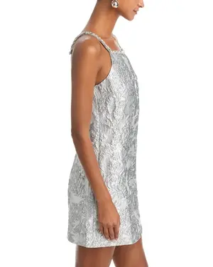 Aqua Brocade Crystal Embellished Dress