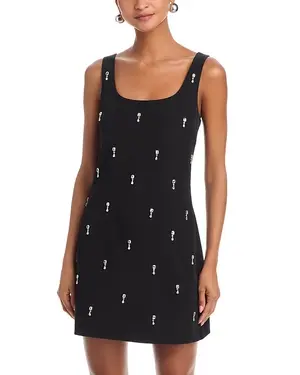 Aqua Crystal Embellished Shift Dress