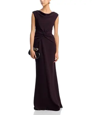 Amsale Crepe Twist Front Gown
