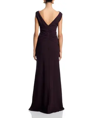 Amsale Crepe Twist Front Gown
