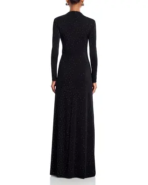 Aqua Long Sleeve Studded Gown
