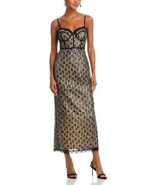 Aqua Lace Bustier Midi Dress
