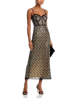 Aqua Lace Bustier Midi Dress