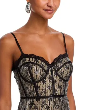 Aqua Lace Bustier Midi Dress