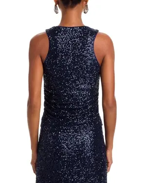 Aqua Sequin Ruched Tank