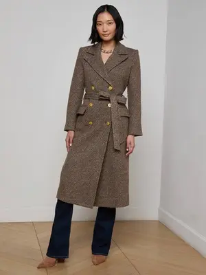 L'Agence Kolina Long Coat - Bracken Brown/gold