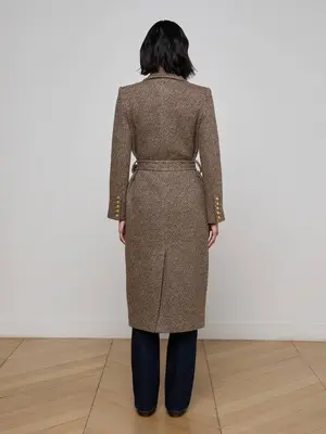 L'Agence Kolina Long Coat - Bracken Brown/gold