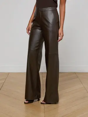 L'Agence Livvy Leather Trouser - Chocolate