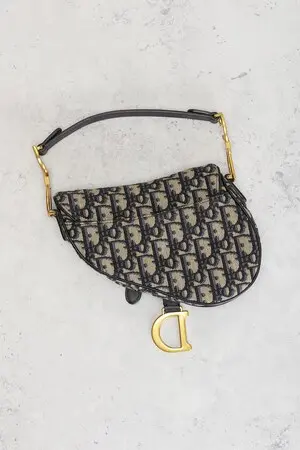 Dior Trotter Oblique Mini Saddle Bag - Blue