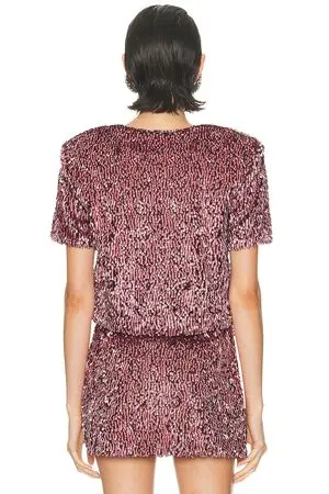 AREA Sequin T-shirt - Metallic Rose