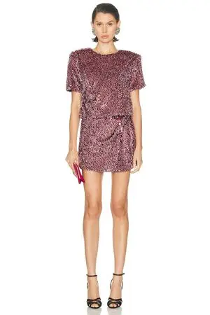 AREA Sequin T-shirt - Metallic Rose