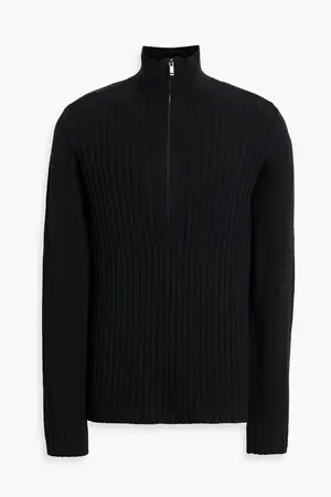 Paige Brian Ribbed Wool-blend Half-zip Sweater