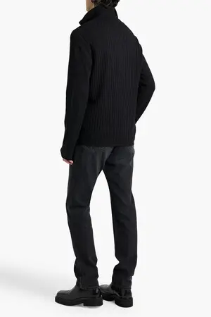 Paige Brian Ribbed Wool-blend Half-zip Sweater