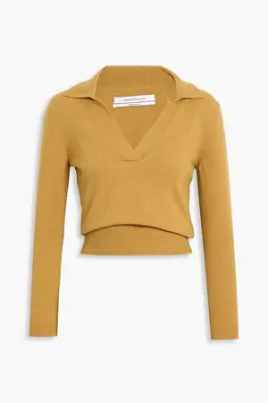 Another Tomorrow Cashmere And Wool-blend Polo Sweater - Mustard