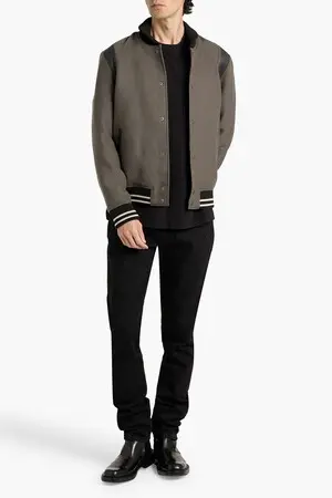 Paige Leather-trimmed Felt Bomber Jacket