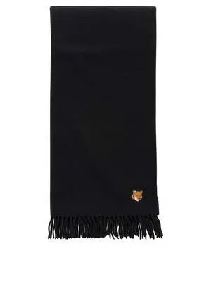 Maison Kitsuné Virgin Wool Fox Scarf Black
