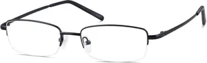 Zenni Flex Titanium Half Rim Rectangle Eyeglasses - Black
