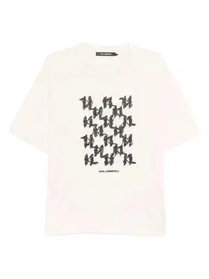 Karl Lagerfeld Monogram-embossed T-shirt - Neutrals