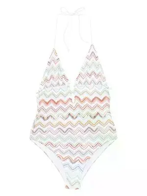 Missoni Zig-zag One Piece Swimsuit - White