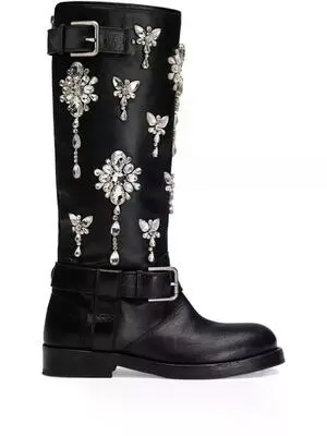 Dolce & Gabbana Crystal-embellished Buckle Boots
