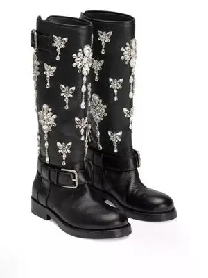 Dolce & Gabbana Crystal-embellished Buckle Boots