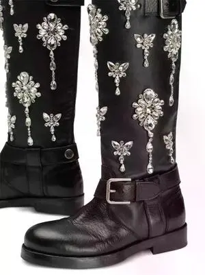 Dolce & Gabbana Crystal-embellished Buckle Boots