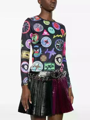 CHOPOVA LOWENA Graphic-print Long-sleeve T-shirt - Black