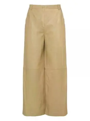 YVES SALOMON Straight Lamb Leather Trousers - Neutrals