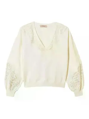 TWINSET Embroidered V-neck Sweater