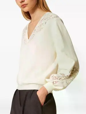 TWINSET Embroidered V-neck Sweater